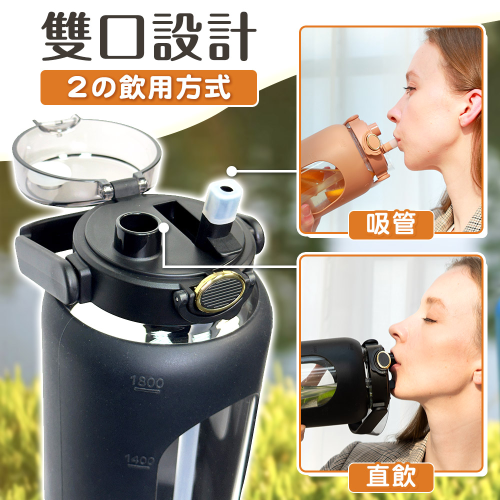 JOJOGO 大容量玻璃運動水瓶 1800ML 玻璃水壺 水壺 冷水壺 玻璃水瓶 運動水壺 玻璃水杯 雙層玻璃杯 水瓶 | 蝦皮購物