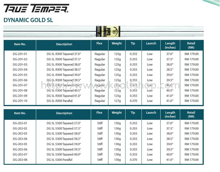 總統高爾夫 TrueTemper 輕量型 Dynamic Gold SL S300 R300 鐵桿 鐵木桿 用(平行桿) | 蝦皮購物