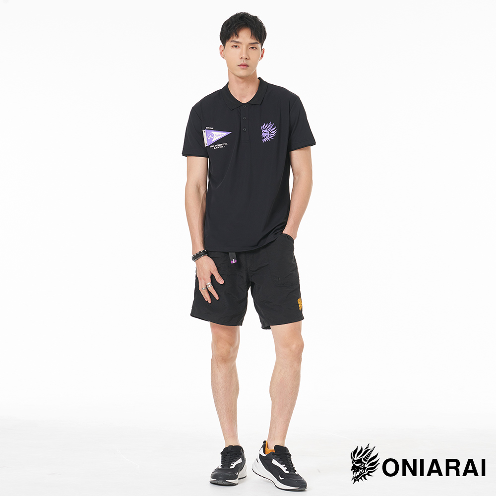 BLUE WAY 鬼洗 ONIARAI - 男款 極致工藝城市戶外鬼頭三角旗短袖POLO衫(黑) | 蝦皮購物