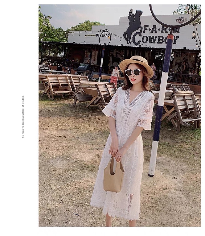 🎀Hanagirl 韓國🇰🇷氣質鏤空蕾絲 長洋裝 F052 禮服 | 蝦皮購物