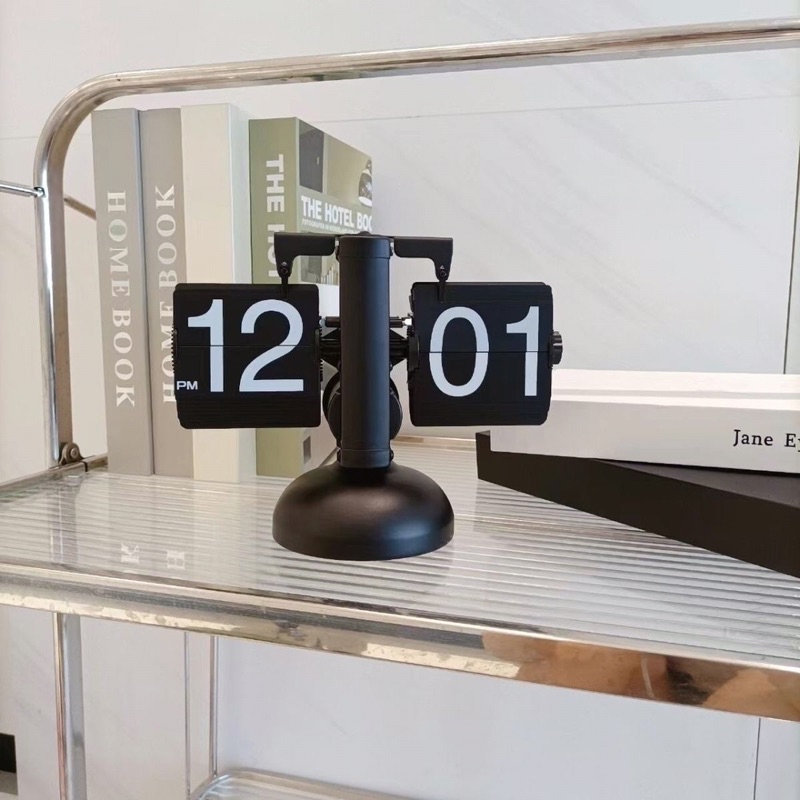 【MOOIE】 現貨24H出貨 韓國ins風復古自動翻頁鐘錶 客廳擺件座鐘 簡約風 | 蝦皮購物