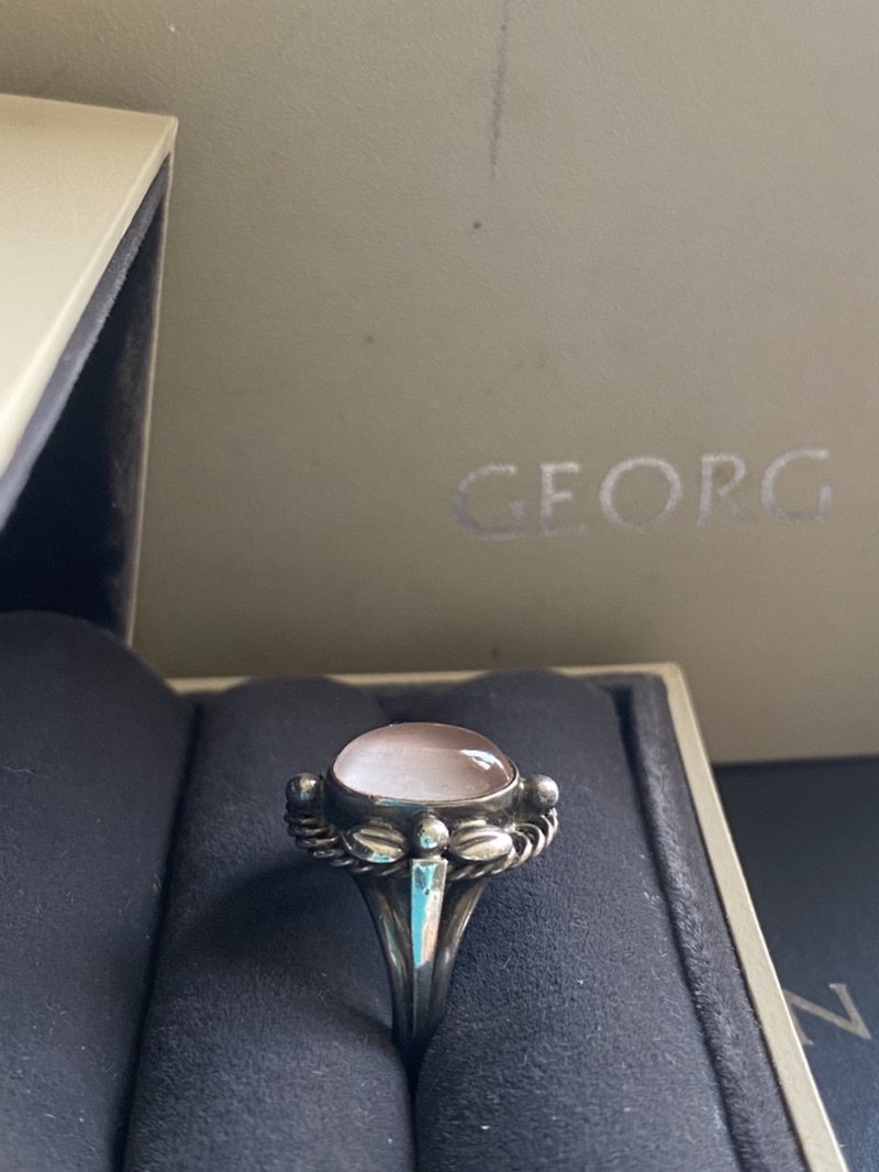 Georg Jensen喬治傑生GJ#1A 丹麥製 少見 早期玫瑰粉晶 戒指 | 蝦皮購物