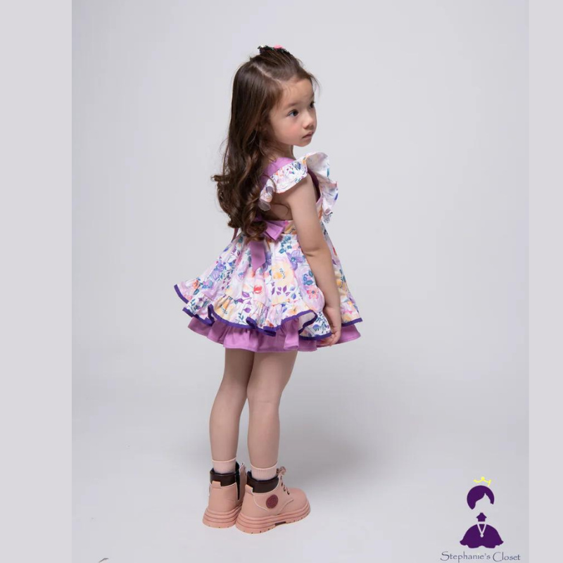 ⭐lisastar 台灣現貨 A07§台灣設計師品牌§紫色花園 唯美女童洋裝 女童禮服 女童純棉洋裝 女童週歲禮服 女 | 蝦皮購物