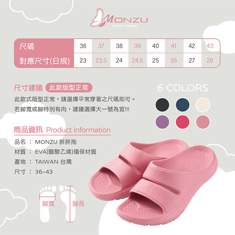 滿足 MONZU, MIT 室外拖鞋, 全新一代Q彈EVA零著感一體成型防滑室外胖胖拖 款 | 蝦皮購物