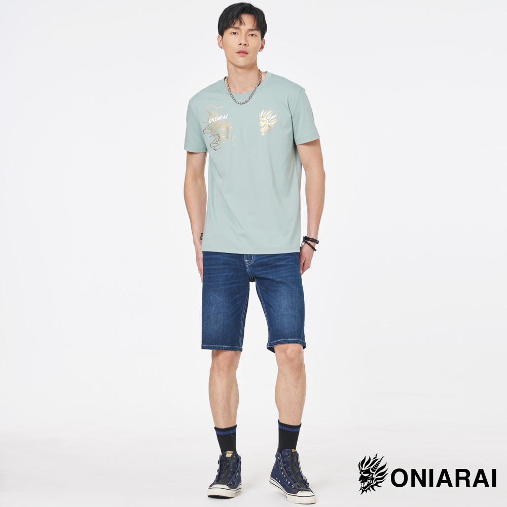 BLUE WAY 鬼洗 ONIARAI - 男款 和藝術福虎側鬼短TEE(淺綠) | 蝦皮購物