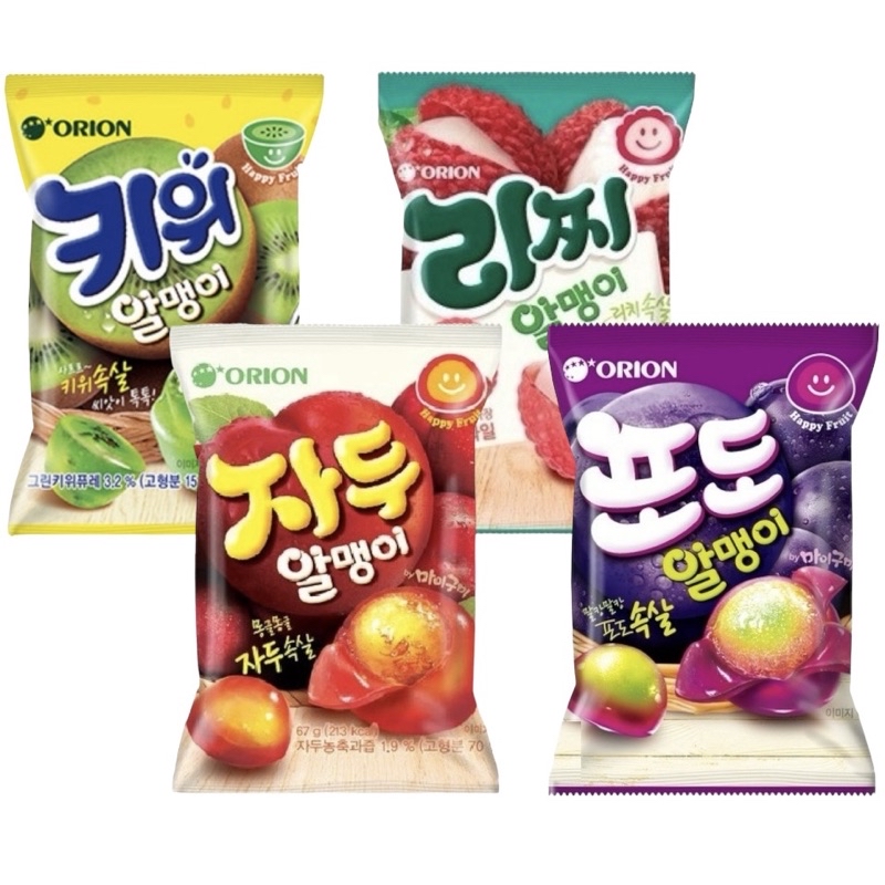 新舊包裝交替出貨 韓國 好麗友 ORION My Gummy 67g 有果肉Q彈水果軟糖 荔枝 李子 奇異果 | 蝦皮購物