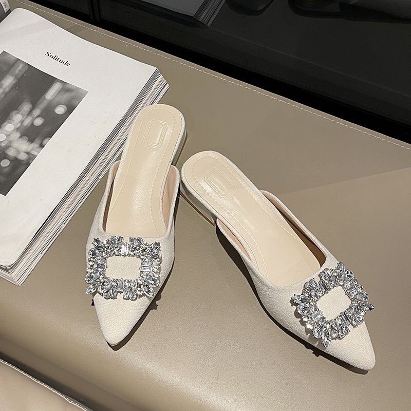 【Joyishoes】台灣出貨 穆勒鞋 加大尺碼 休閒鞋 低跟穆勒鞋 前包後空 尖頭跟鞋 尖頭平底鞋 半包鞋#3003 | 蝦皮購物