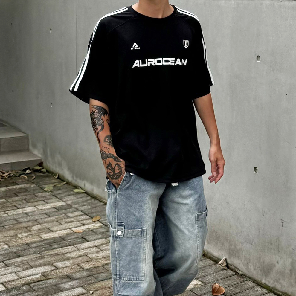 【K-2】現貨 AUROCEAN 賽車風世足 標章 復古 雙線 運動 插肩袖 短T 排汗衫 網眼透氣 涼感T【WC42】 | 蝦皮購物