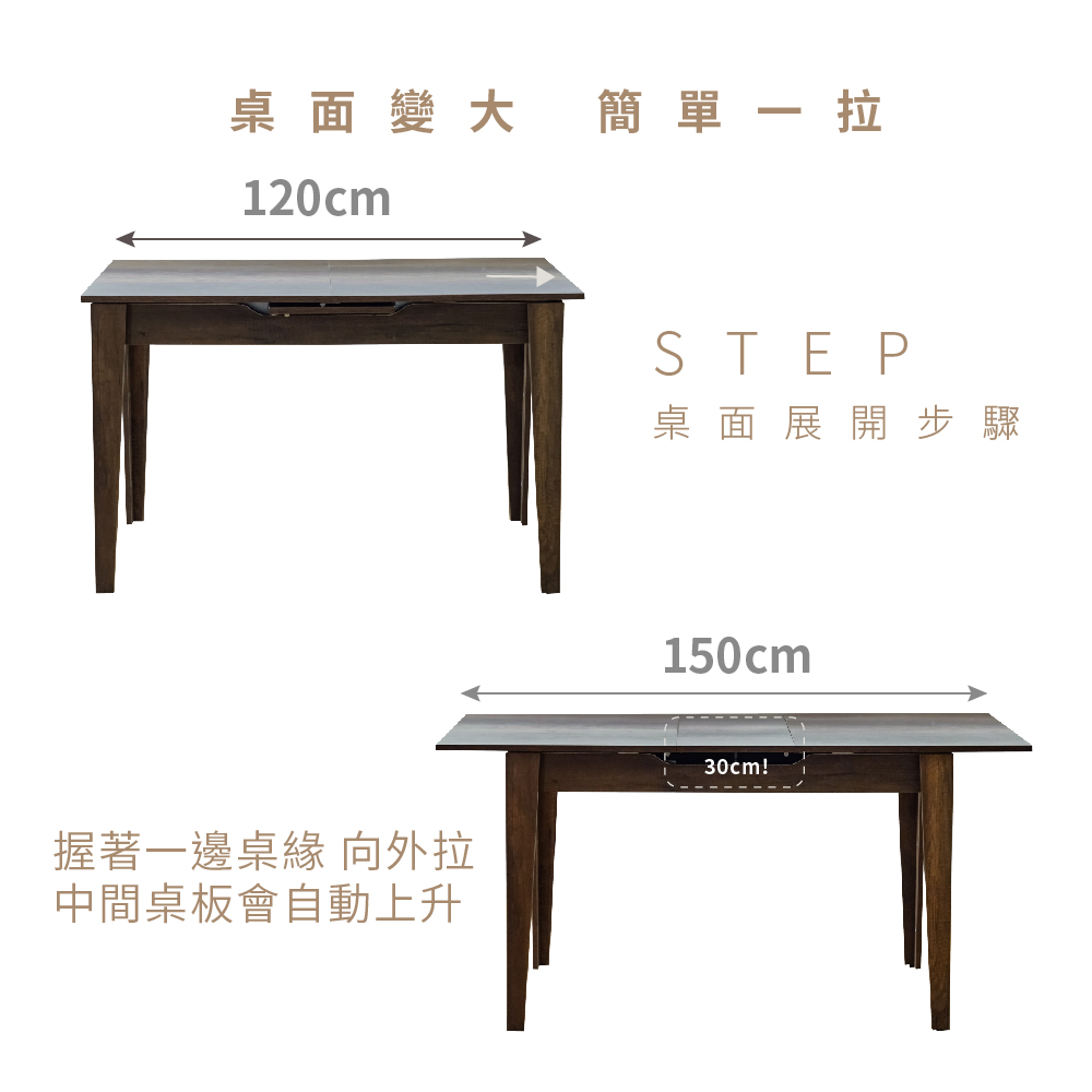 RICHOME 福利品 DS-088 安卡拉可延伸餐桌 餐桌 桌子 飯桌 餐廳 聚餐 可延伸餐桌 | 蝦皮購物