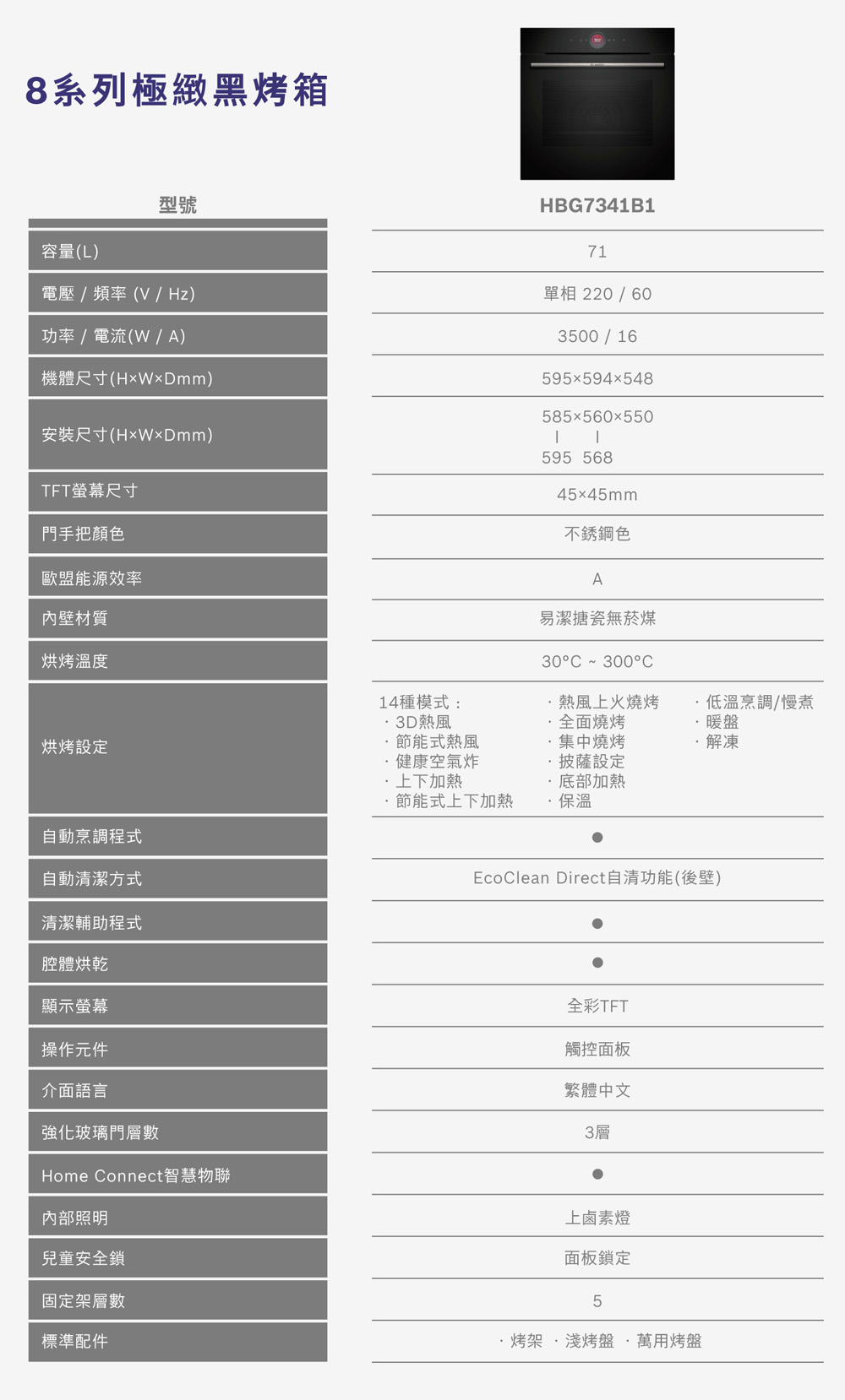 BOSCH 博世- 8系列60CM嵌入式烤箱 HBG7341B1 深遂黑【220V】【不含安裝】 | 蝦皮購物