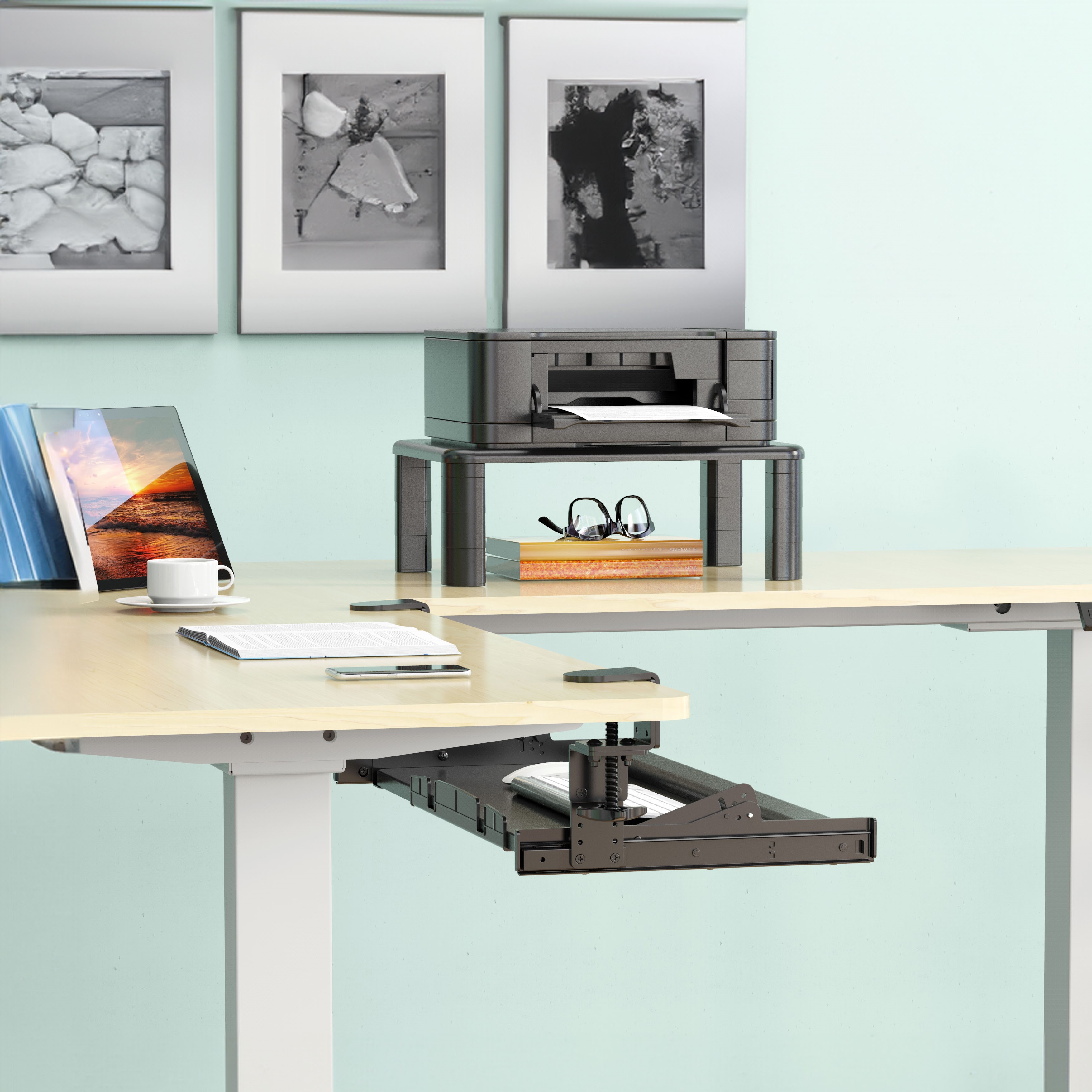 瑞米 Raymii OA-10 夾桌式可傾斜調節鍵盤托架 轉角可用 鍵盤收納架 鍵盤收納抽屜 可拆卸夾式鍵盤 | 蝦皮購物