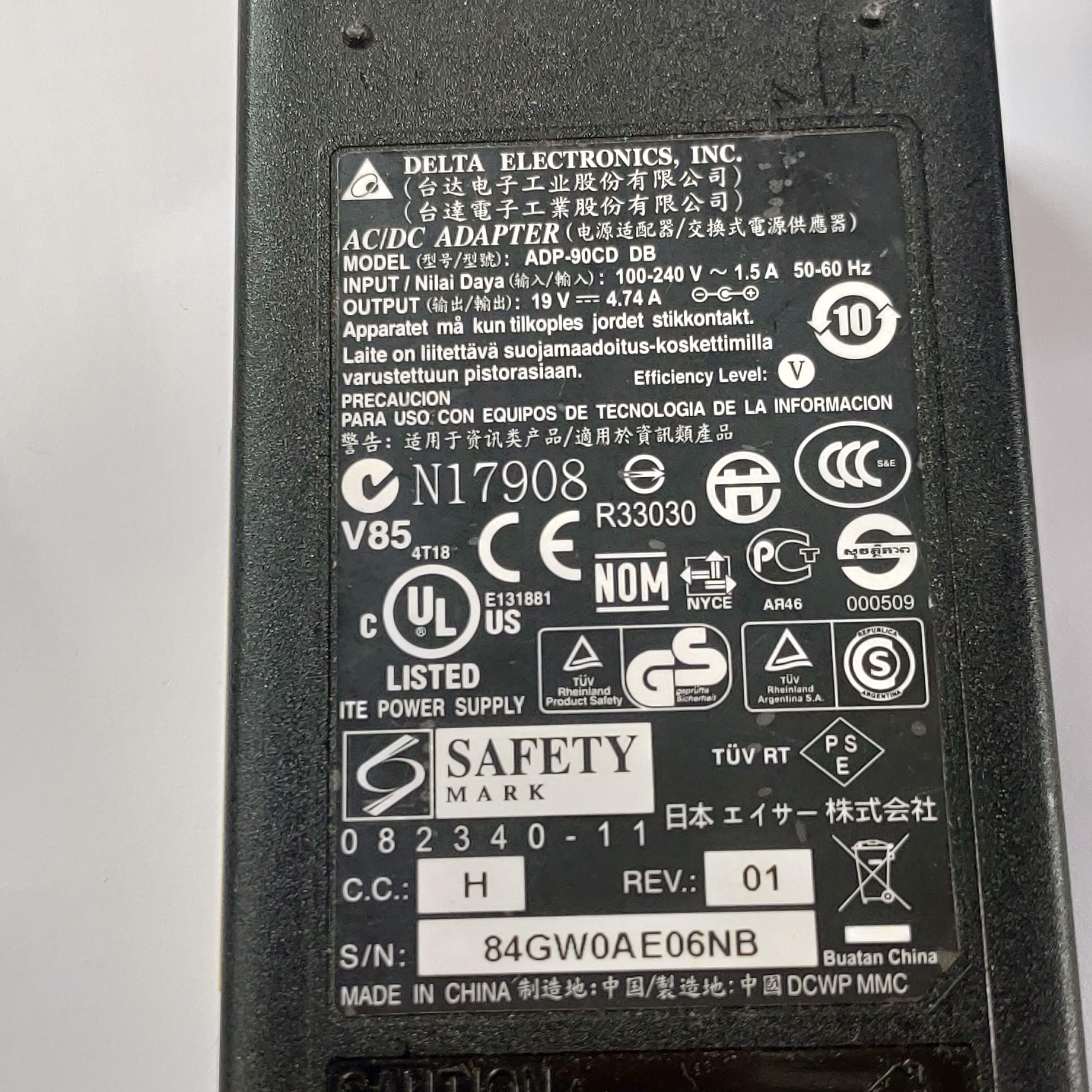 電子發票 ACER筆電 台達 19V 4.74A 90W 變壓器 ADP-90CD DB 5.5mm x 1.7mm | 蝦皮購物