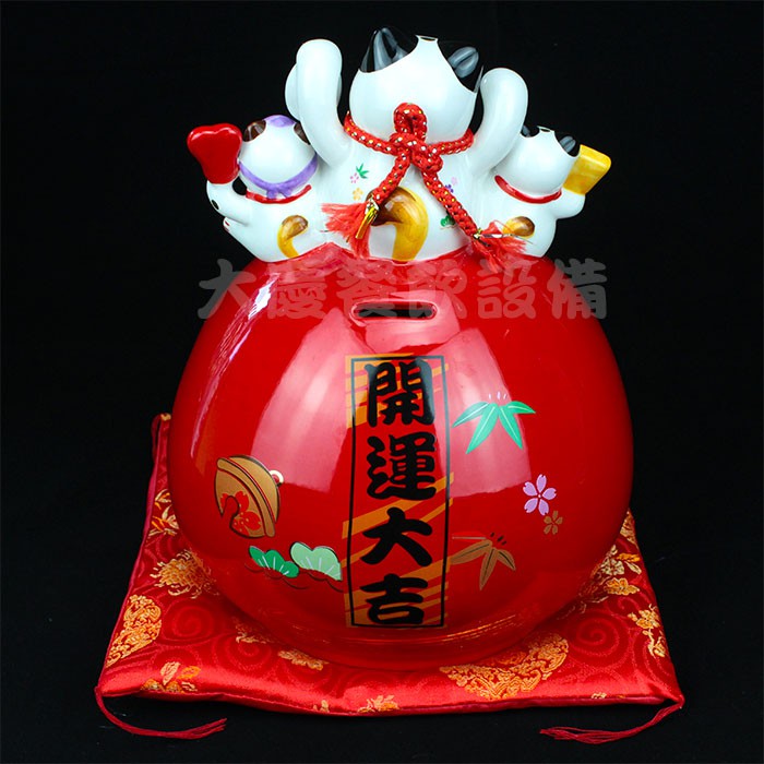 福旺 達摩貓 （86981）招財貓 開業贈禮 櫃檯擺飾 存錢筒 開運貓 貓咪擺飾 裝飾品 瓷器 櫃台招財物 吉祥物 嚞 | 蝦皮購物