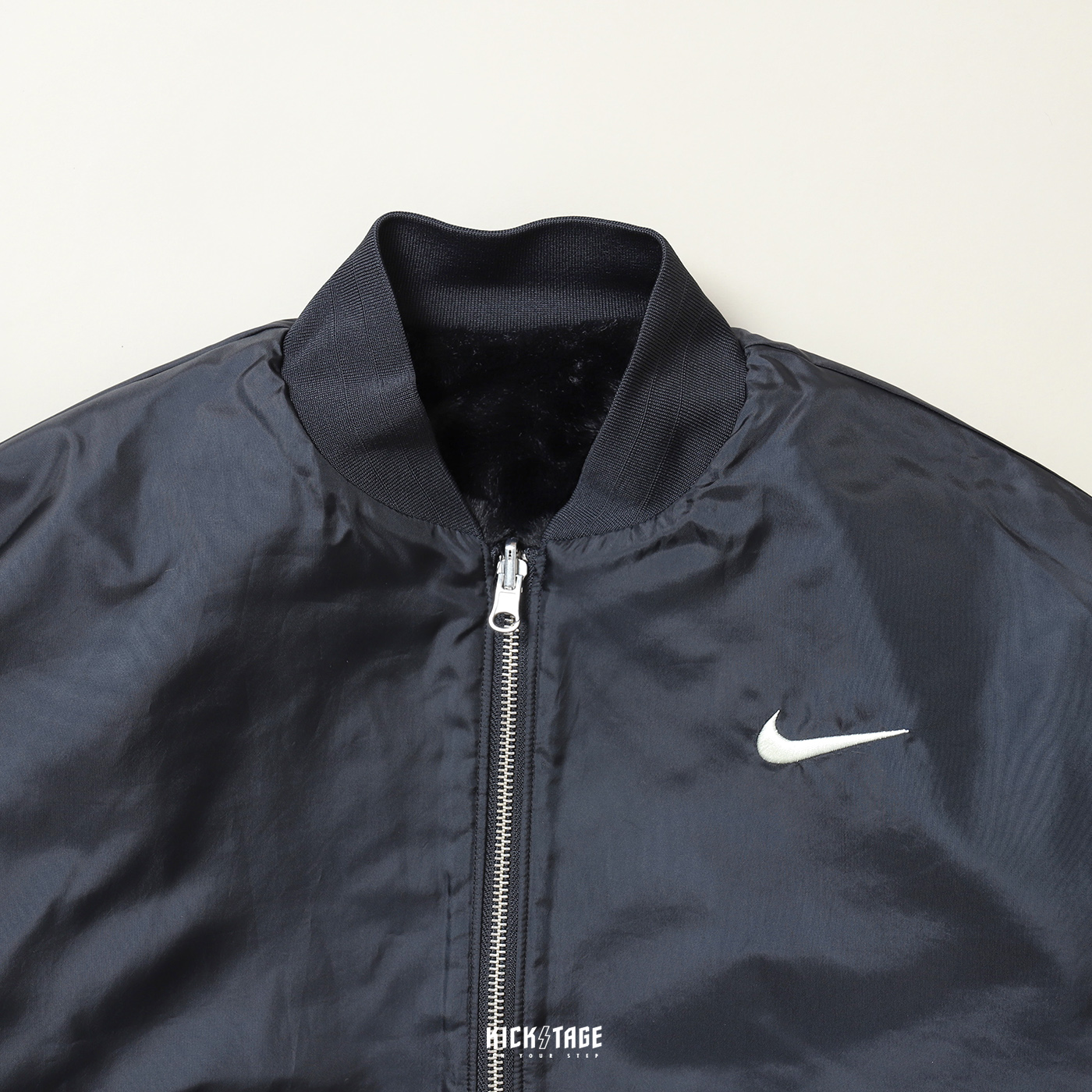 NIKE NSW MA1 JACKET 黑色 白色 小勾 雙面穿 軟毛皮草 飛行外套 女款【FB8693】 | 蝦皮購物