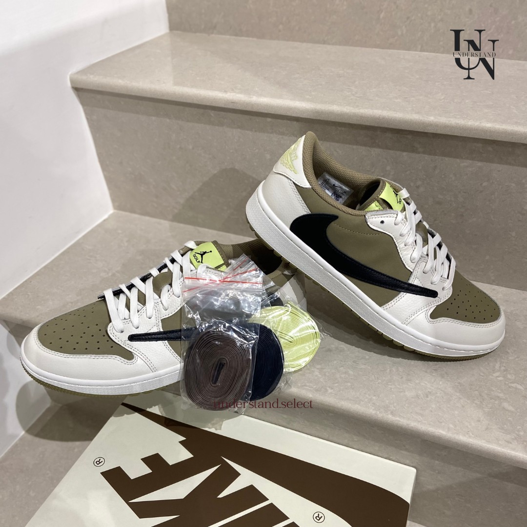 UN Air Jordan 1 golf x Travis Scott 高爾夫倒鉤 白墨綠 倒勾 FZ3124-200 | 蝦皮購物