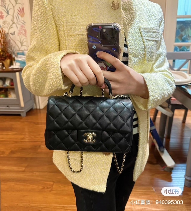 (售出）CHANEL CF Mini handle 20 黑淡金 晶片款 | 蝦皮購物