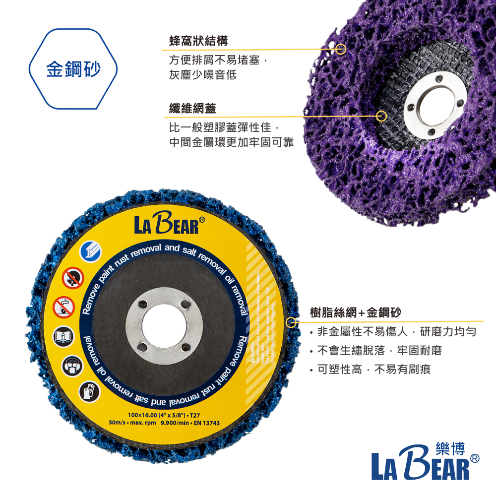 【LaBear】4吋 金鋼研磨片 黑金鋼 藍金鋼 紫金鋼 橘金鋼 油漆磨片 研磨輪 除漆 除鏽 拋光 鈑金磨漆 | 蝦皮購物
