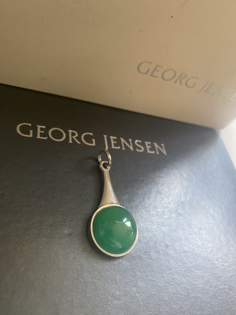 Georg Jensen喬治傑生GJ#156 丹麥製 絕版 綠玉髓項鍊 | 蝦皮購物