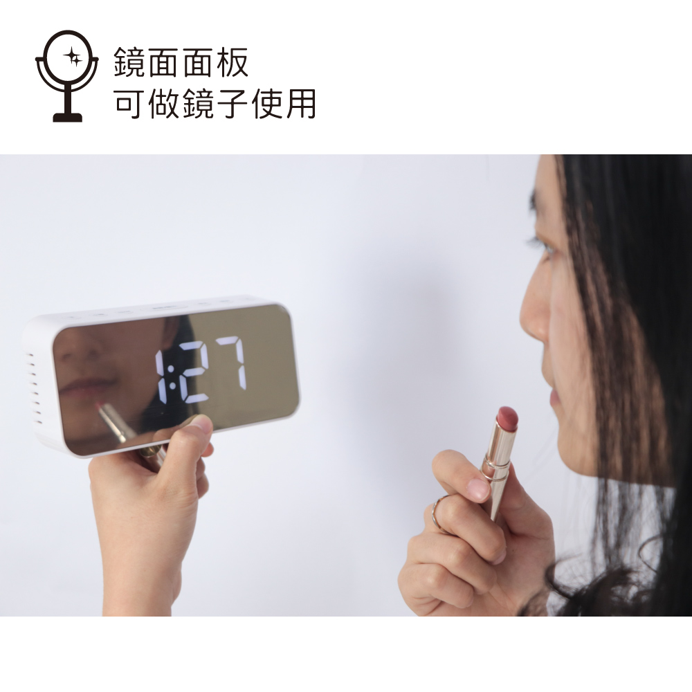 KINYO/耐嘉/多功能時尚鏡面電子鐘/TD-393/大字體顯示屏/可當鏡子/三段LED燈/小睡倒數功能/體積輕巧 | 蝦皮購物