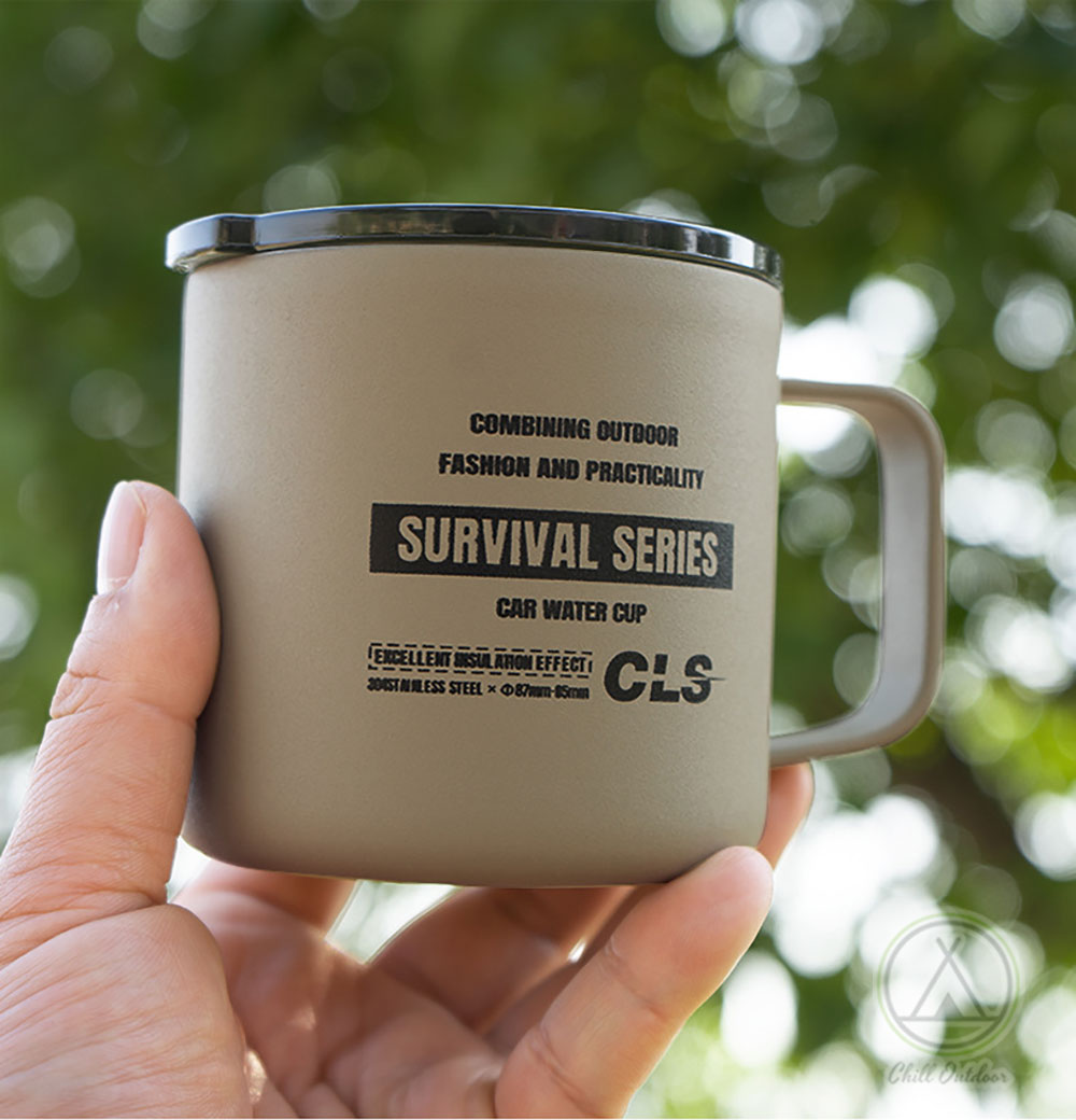 [桃園/新北店面24H出貨]CLS帶蓋雙層握把杯 杯子 環保杯 304不銹鋼杯 啤酒杯 水杯 咖啡杯 露營杯 露營 | 蝦皮購物