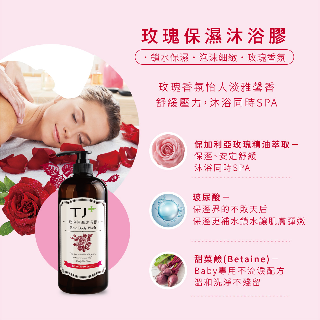 【官方賣場】TJ PLUS 玫瑰保濕沐浴膠-950ml | 蝦皮購物