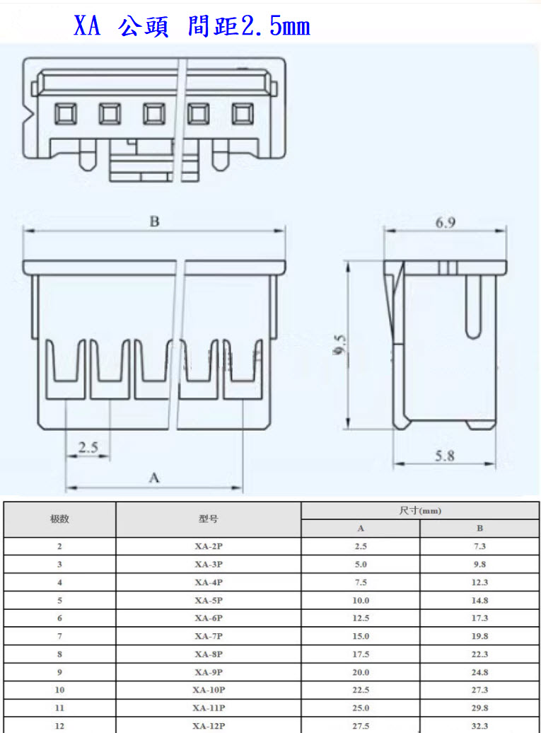 PH 2.5 XA 快速接頭 2P 3P 4P 5P 6P 7P 8P 9P 10P 12P LED 電源線 B186 | 蝦皮購物