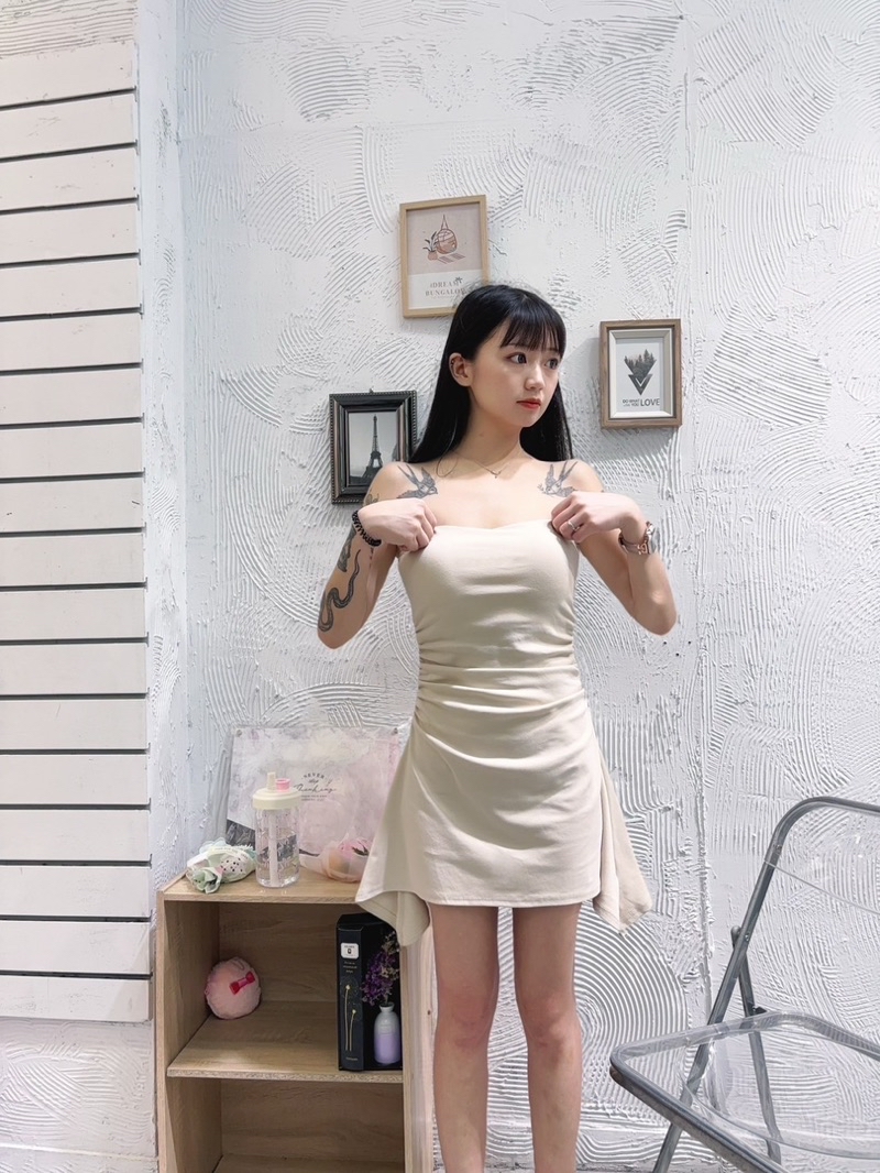 【Y.LLL】｜預購｜罩杯一字領魚尾短洋裝+罩衫set 兩件式套裝 | 蝦皮購物