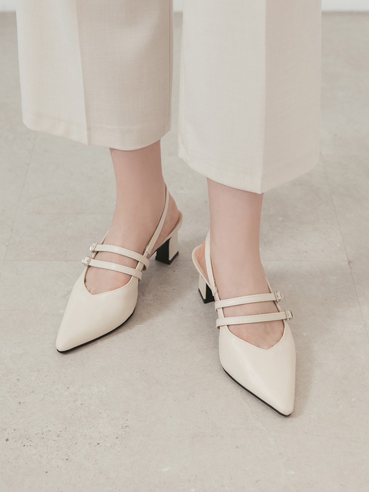 D+AF 跟鞋 尖頭鞋 包鞋 [純欲風尖頭雙帶後空跟鞋] 高跟鞋 3色 35~40號 WAVE SHINE 聯名款 | 蝦皮購物