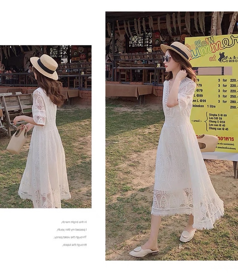 🎀Hanagirl 韓國🇰🇷氣質鏤空蕾絲 長洋裝 F052 禮服 | 蝦皮購物