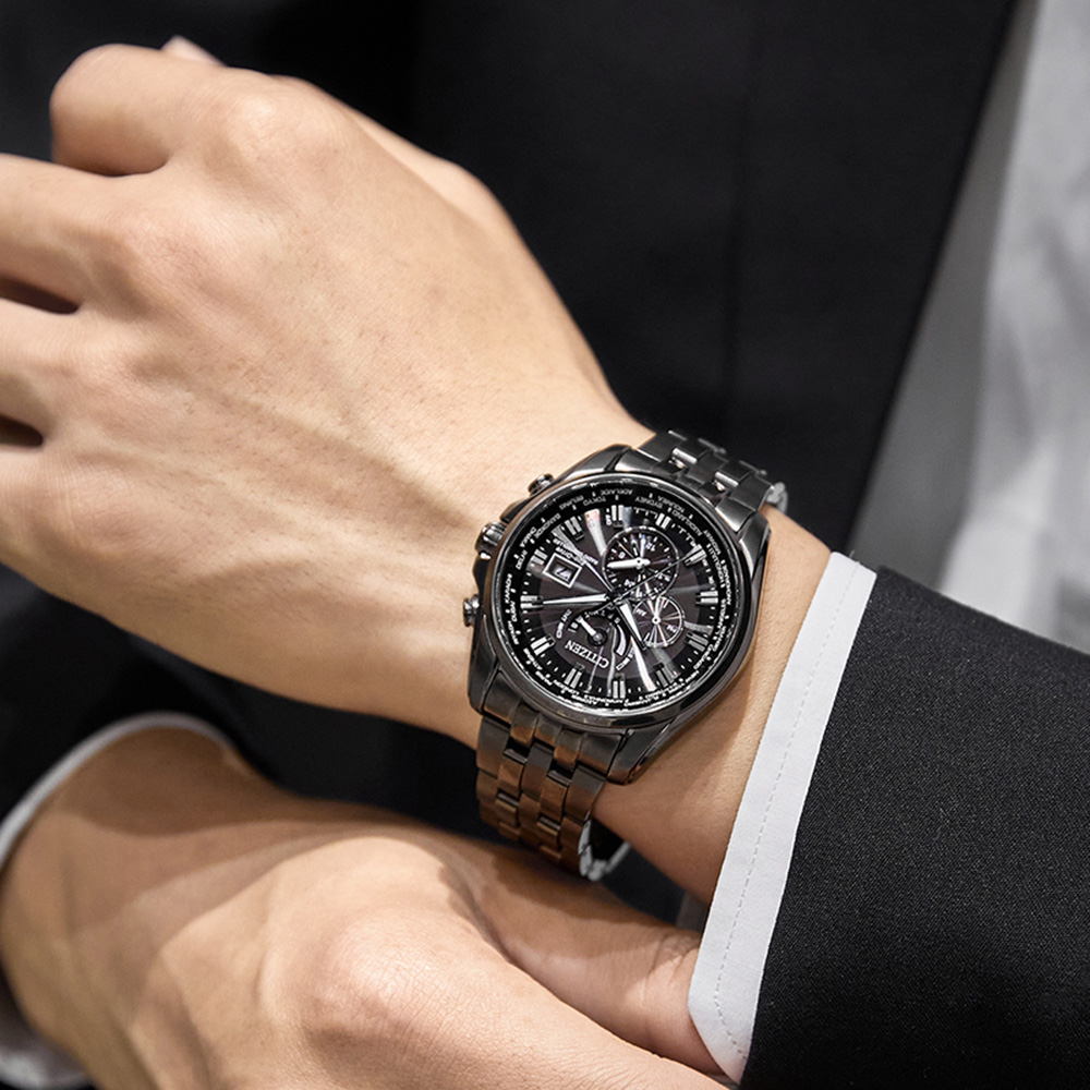 CITIZEN 星辰 GENT'S 光動能萬年曆電波錶 43MM (黑AT9127-80E/銀藍AT9120-89L) | 蝦皮購物