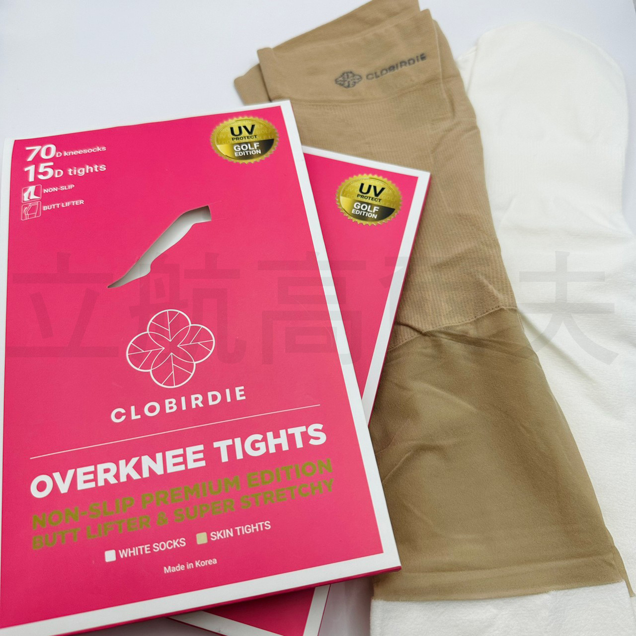 ＊立航高爾夫＊韓國CLOBIRDIE 高爾夫球涼感 抗UV 拼接膝上襪 褲襪,黑 / 白 | 蝦皮購物