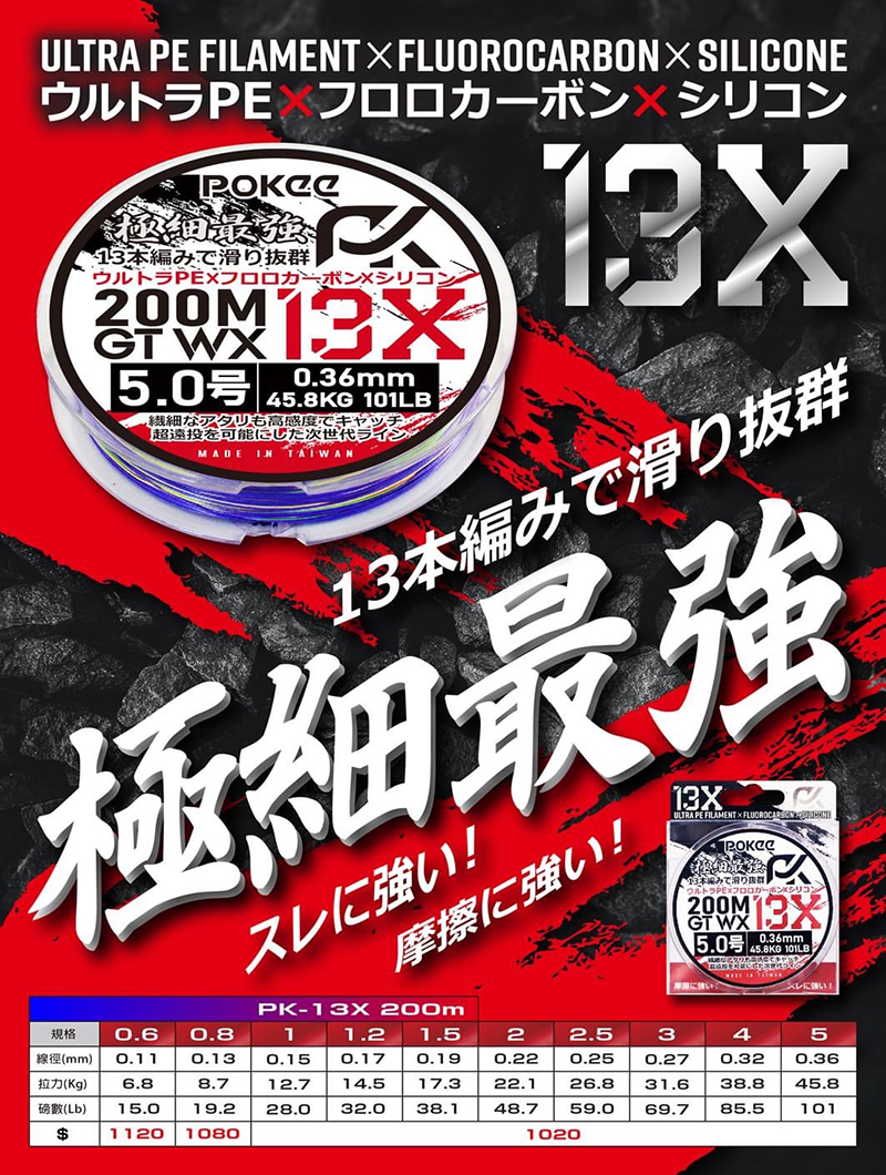 百有釣具 太平洋POKEE 13股(13X) 極細最強 200m 、POWER ZONE 13X 150m頂級PE線 | 蝦皮購物
