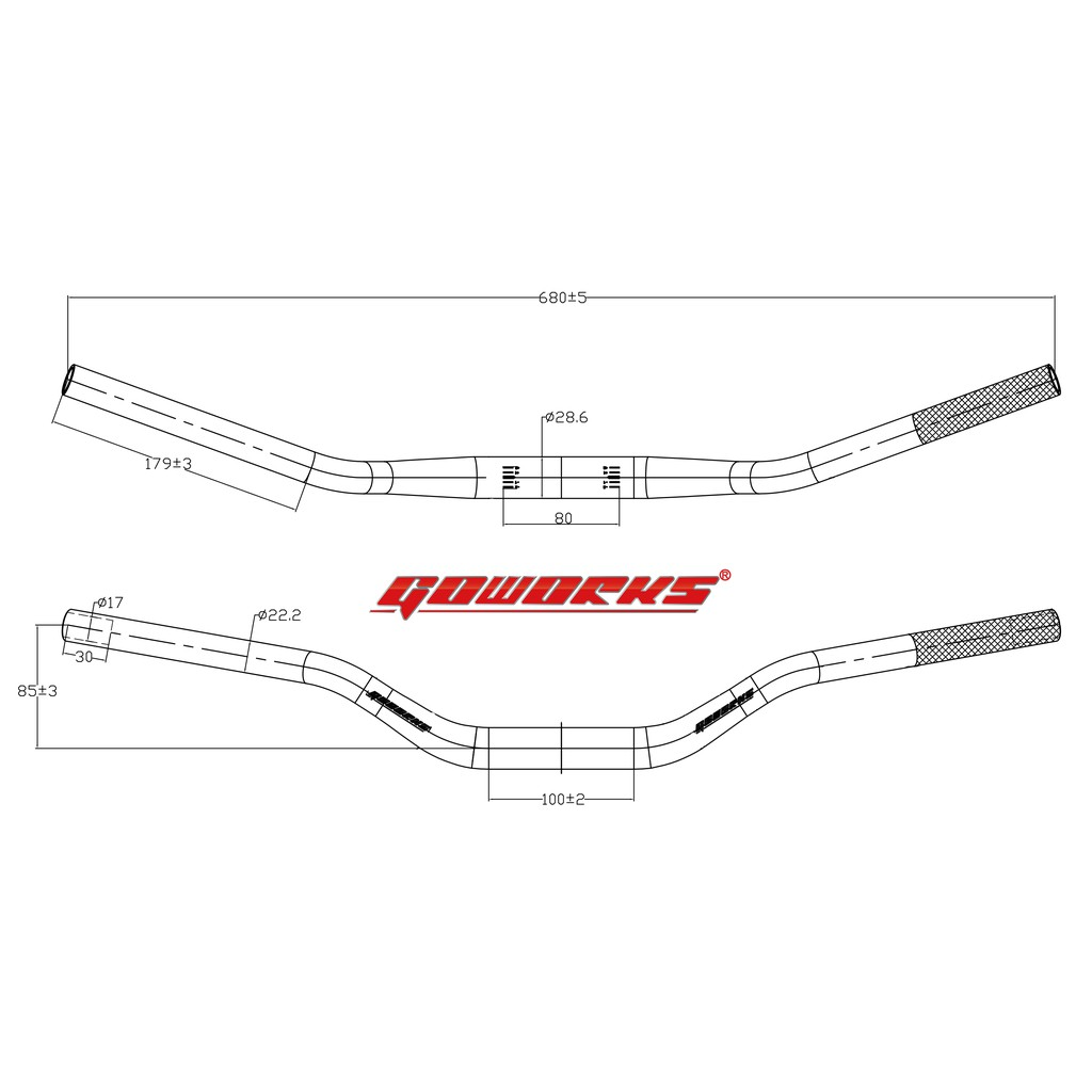 GOWORKS 噴砂鋁合金把手 680mm 改裝粗把 中低把 改裝把手 車手把 內孔把手 可裝端子 可用巴風特座 | 蝦皮購物