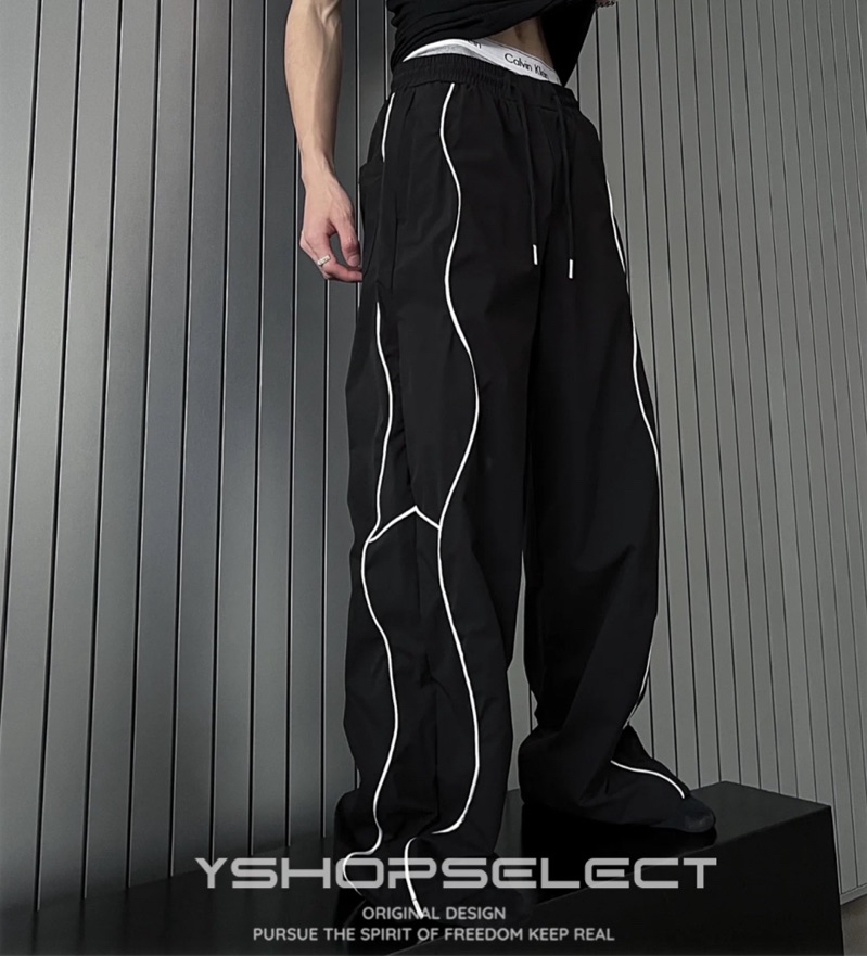 【YSHOP】 韓國🇰🇷 機能 解構線條 撞色設計感 重磅 尼龍直筒褲 SELECT | 蝦皮購物