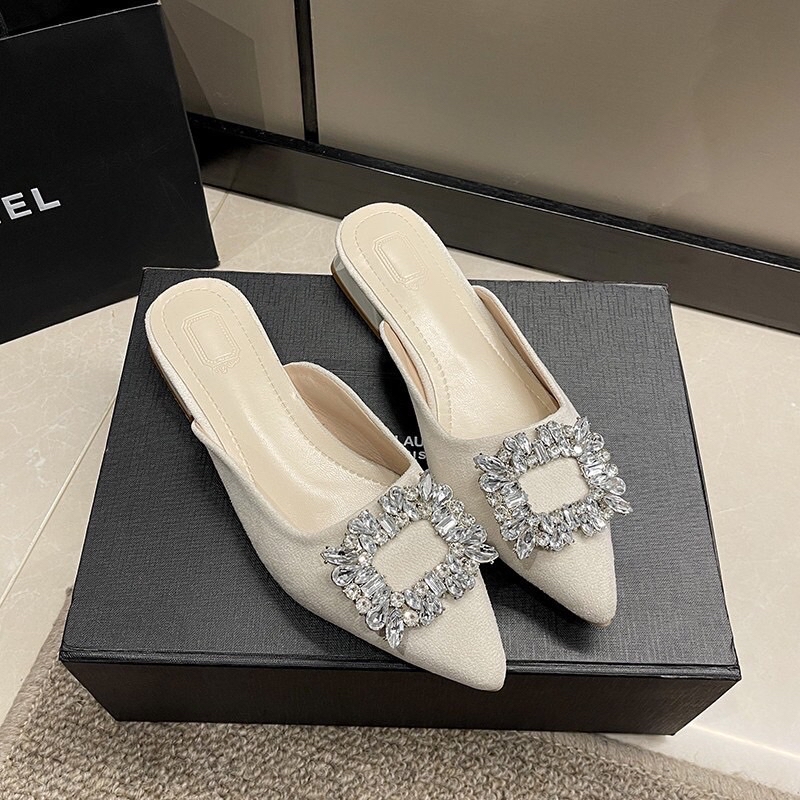 【Joyishoes】台灣出貨 穆勒鞋 加大尺碼 休閒鞋 低跟穆勒鞋 前包後空 尖頭跟鞋 尖頭平底鞋 半包鞋#3003 | 蝦皮購物