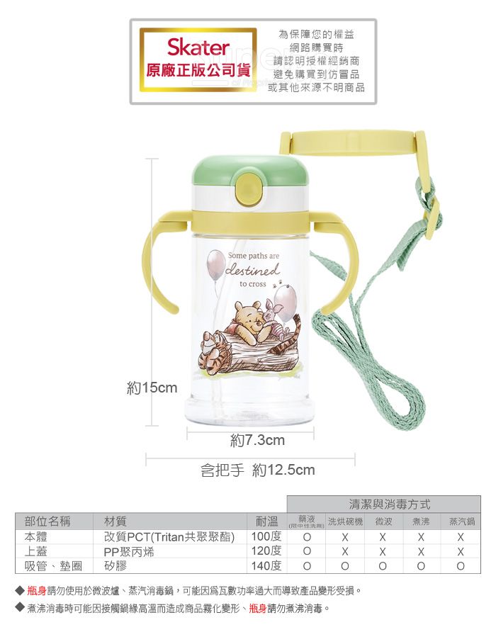 現貨 Skater 370ml 寬底吸管杯 維尼 (附把手+背帶)｜吸管水壺｜冷水壺｜KSHW2N | 蝦皮購物