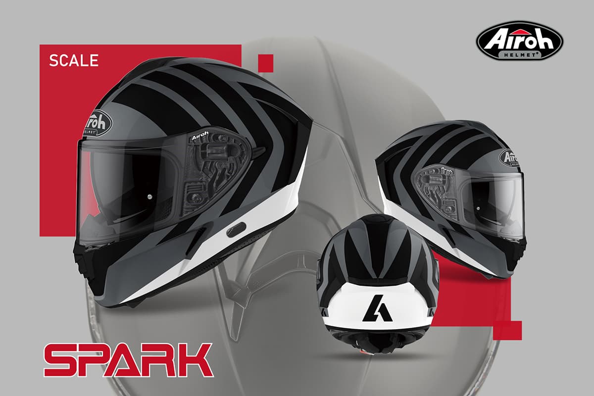 🎉送藍芽耳機🎉 Airoh SPARK#6 SCALE 消光灰/黑 全罩 內置墨片 史巴克 義大利品牌 公司貨 | 蝦皮購物