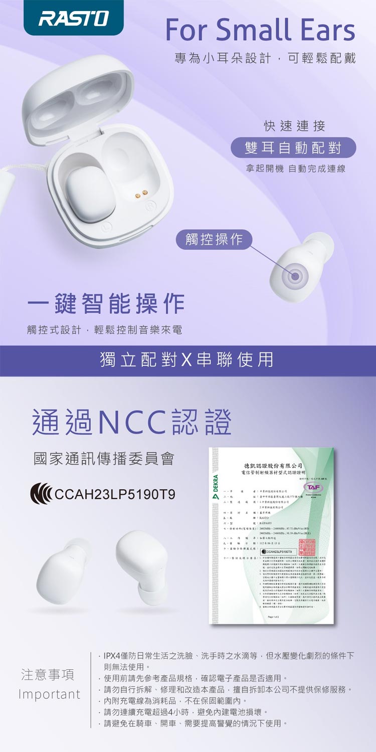 【秒發】RASTO RS51 小耳洞專用TWS真無線藍牙5.3耳機 | 蝦皮購物