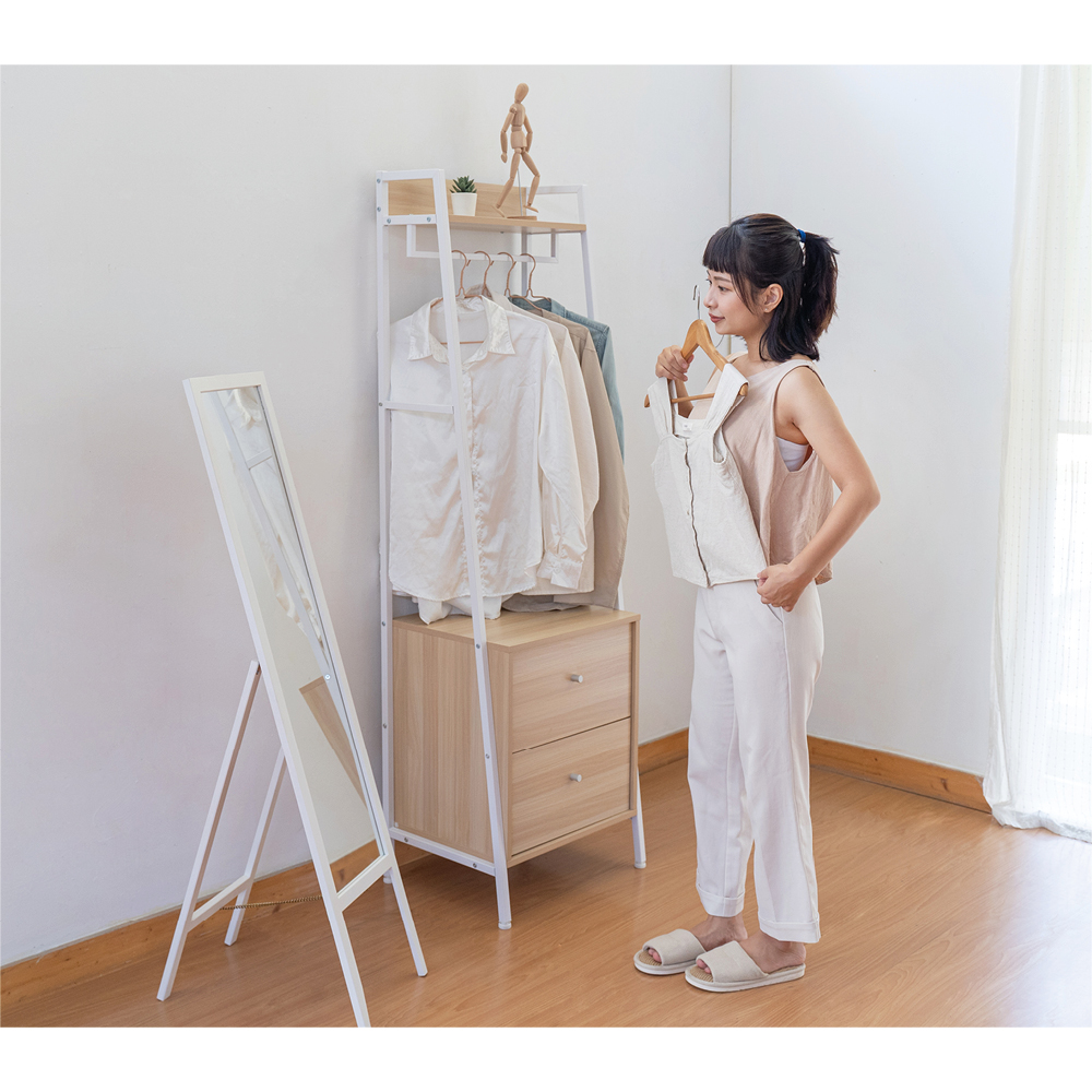 RICHOME 福利品 WA-222 凱德琳雙抽小衣櫥架 衣櫥 衣櫥架 置物架 玄關架 掛衣架 開放式 | 蝦皮購物