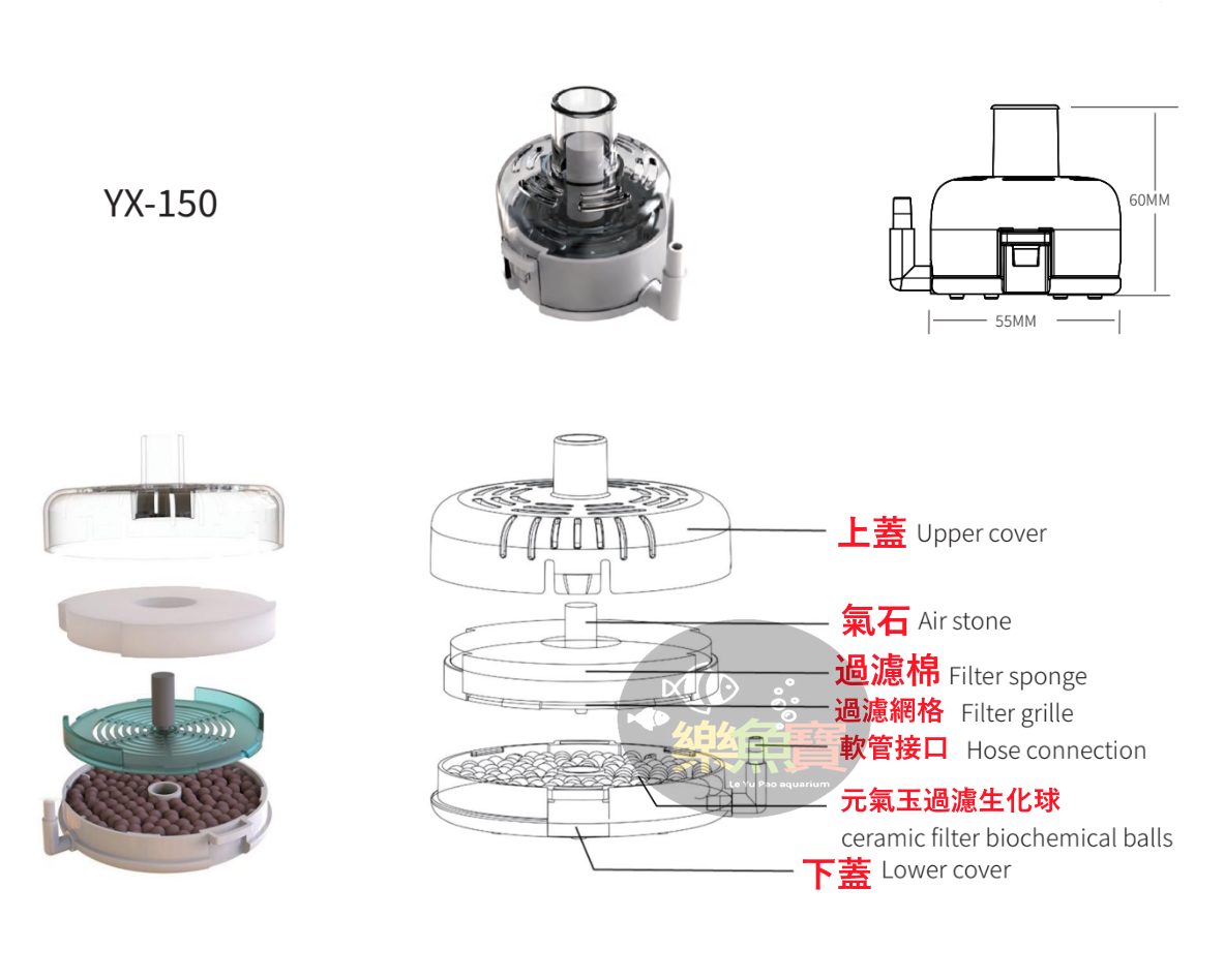 【樂魚寶】仟銳 Qanvee 薄款圓形水妖精 附著髒污 培菌 過濾 增氧 氣動過濾 魚缸過濾 YX-150 內置過濾器 | 蝦皮購物