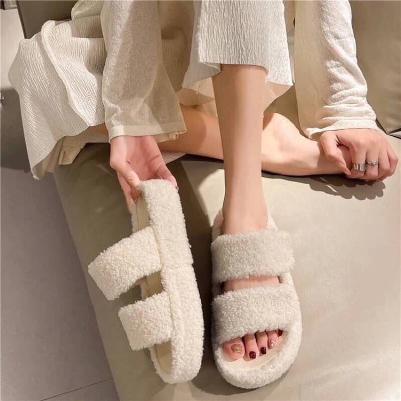 【Joyishoes】台灣出貨 雙帶毛毛拖鞋 平底拖鞋 厚底拖鞋 女生涼拖鞋 兩字帶涼拖鞋 室外拖鞋#951 301-7 | 蝦皮購物