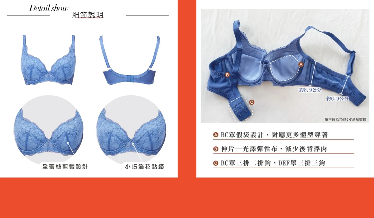 SWEAR 思薇爾 幸芙Bra系列 B-F罩 蕾絲 包覆 女內衣 (雷根藍) | 蝦皮購物