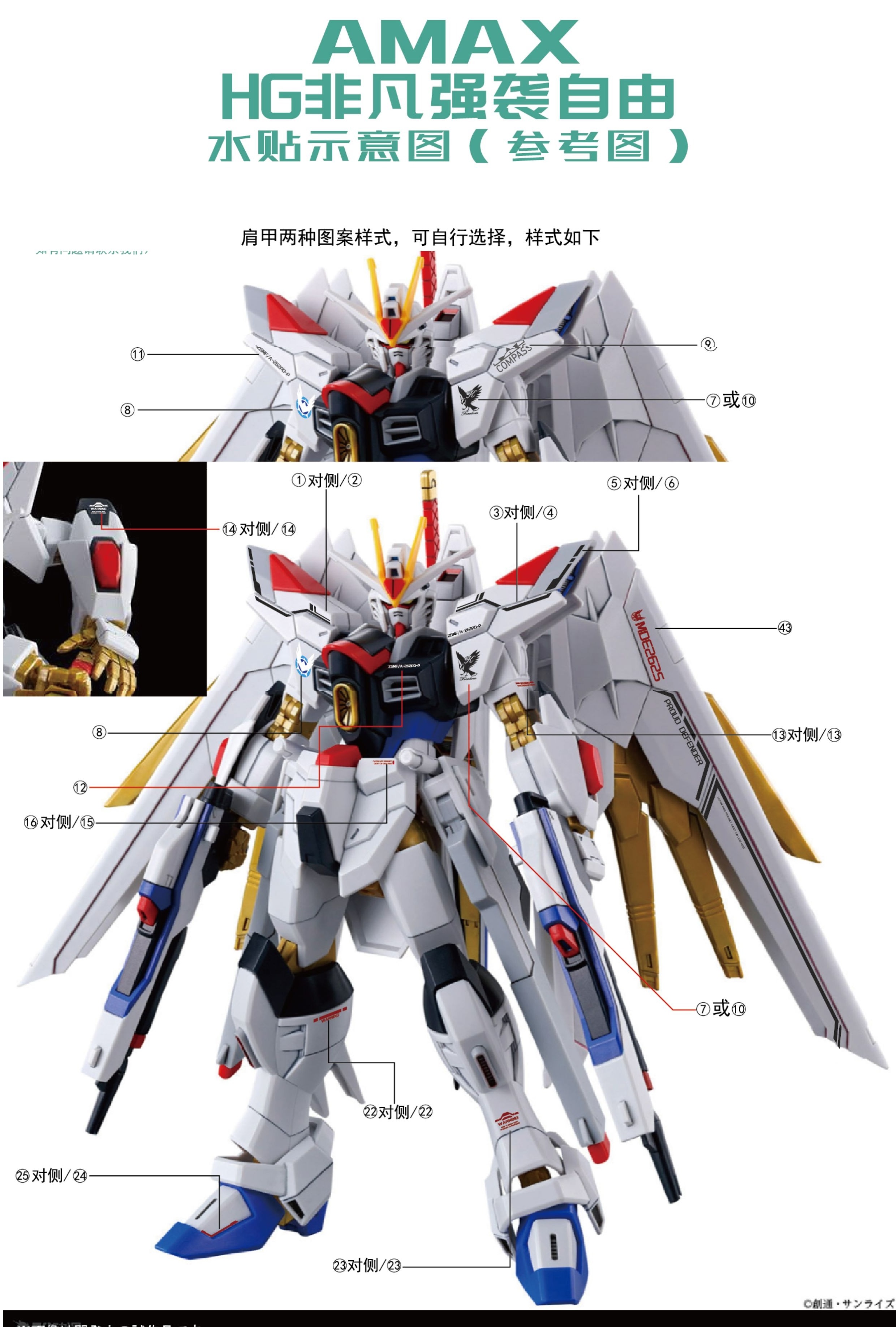 【Max模型小站】Amax工作室 HG 1/144 HG非凡攻擊自由 高清 螢光水貼 | 蝦皮購物