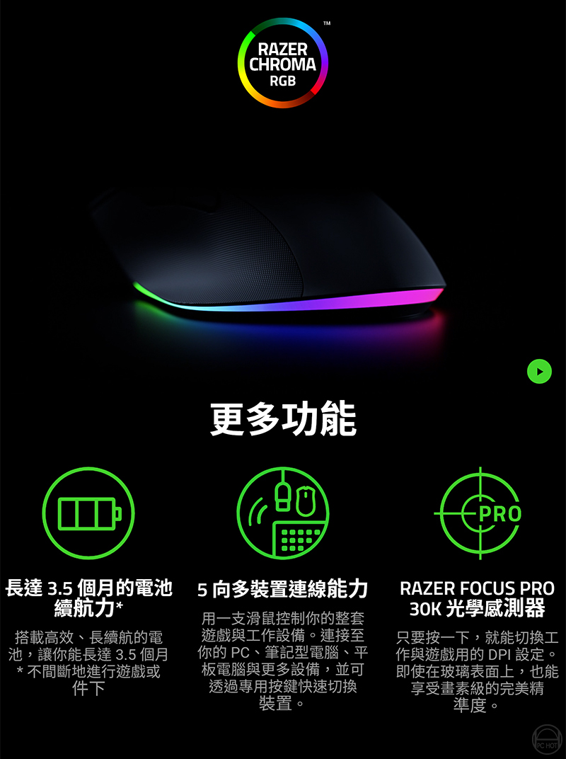 Razer 雷蛇 Pro Click V2 無線滑鼠 多裝置連線能力 黑色 人體工學設計 藍芽滑鼠 電腦滑鼠 三模連線 | 蝦皮購物