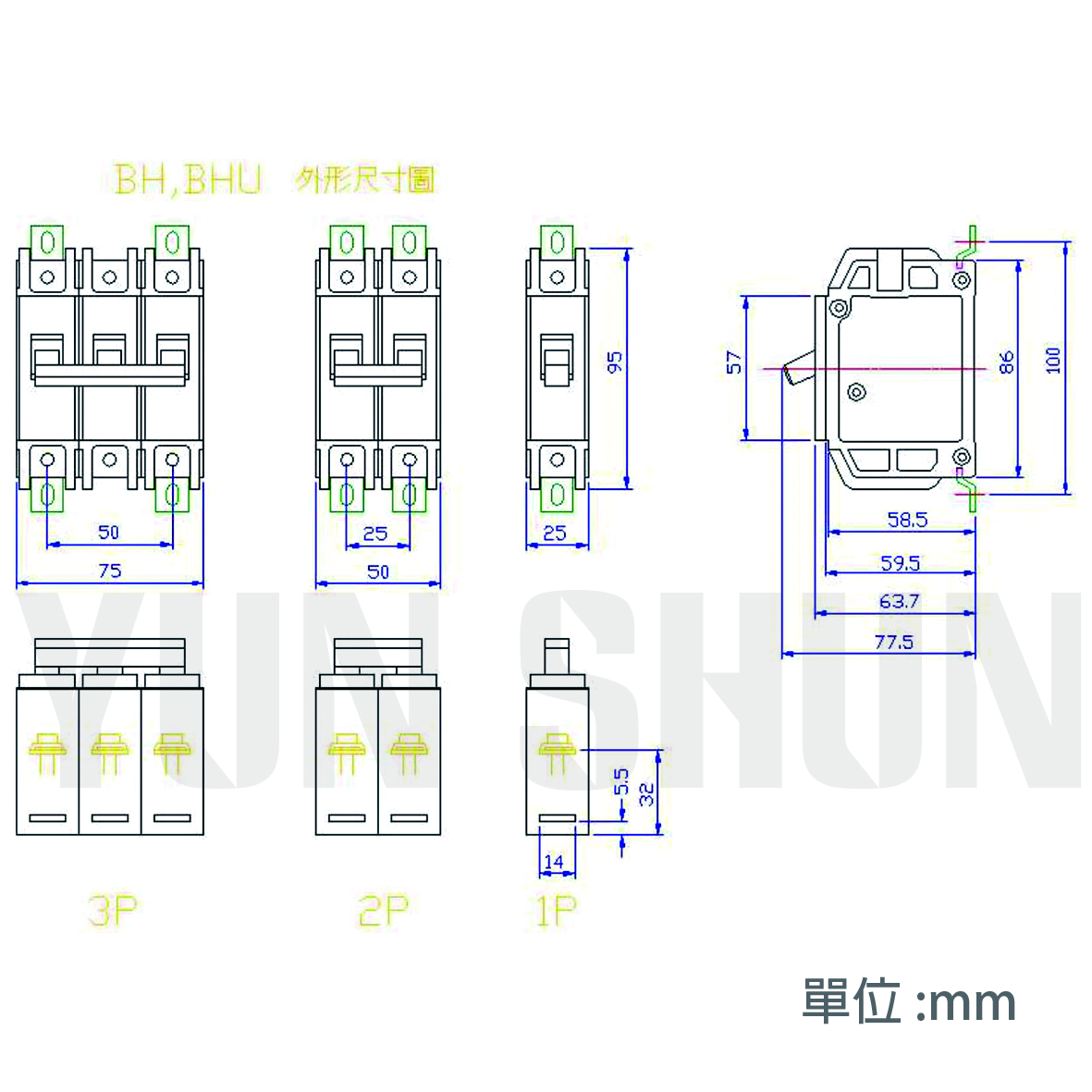 【允順水電材料便利購2店】士林電機 BH 1P型 無熔絲開關 無熔線斷路器 (分電盤用) | 蝦皮購物