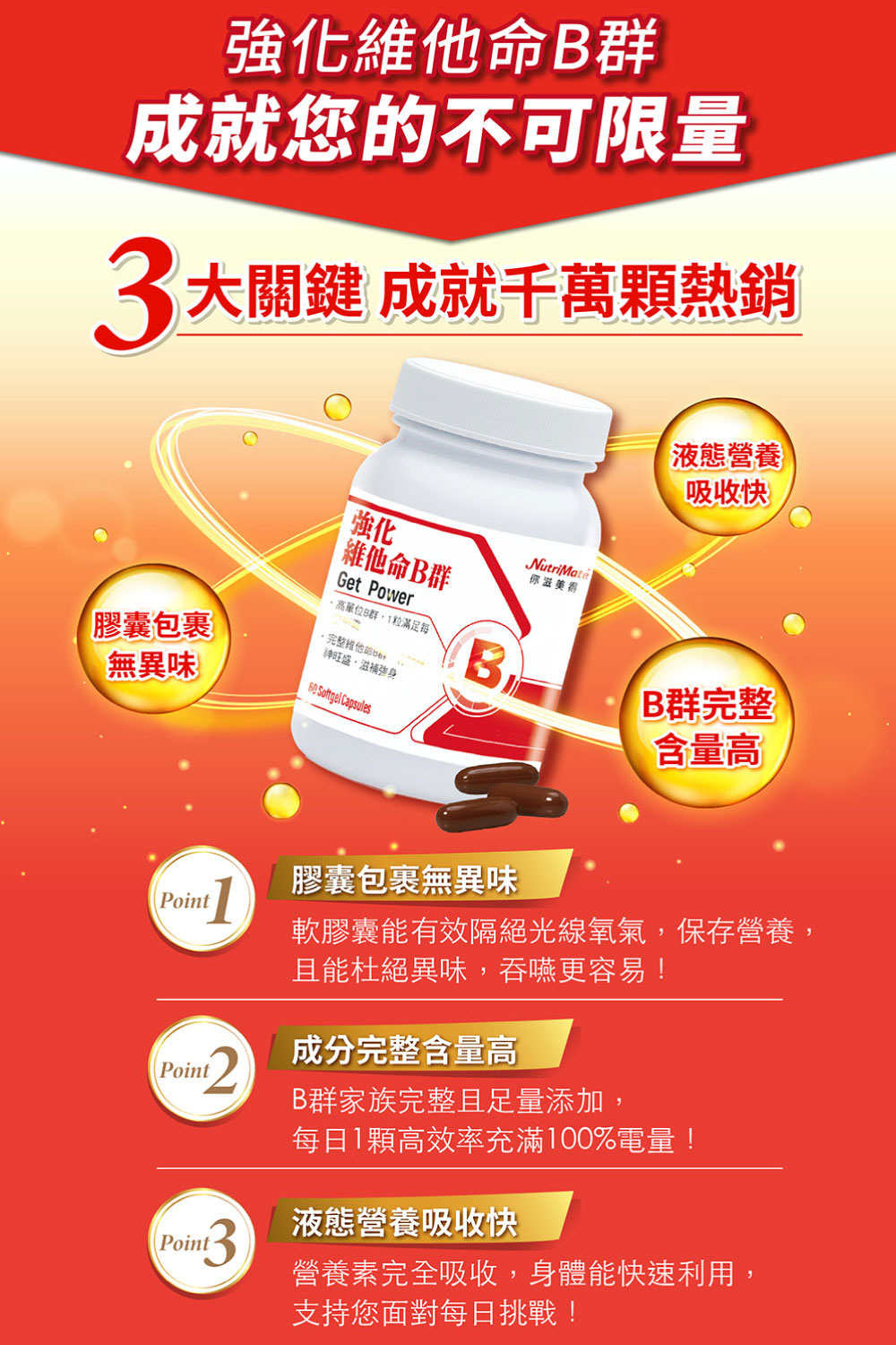 【Nutrimate 你滋美得】強化維他命B群(60顆/瓶) 液態膠囊 60日份 B群 全新版本 | 蝦皮購物