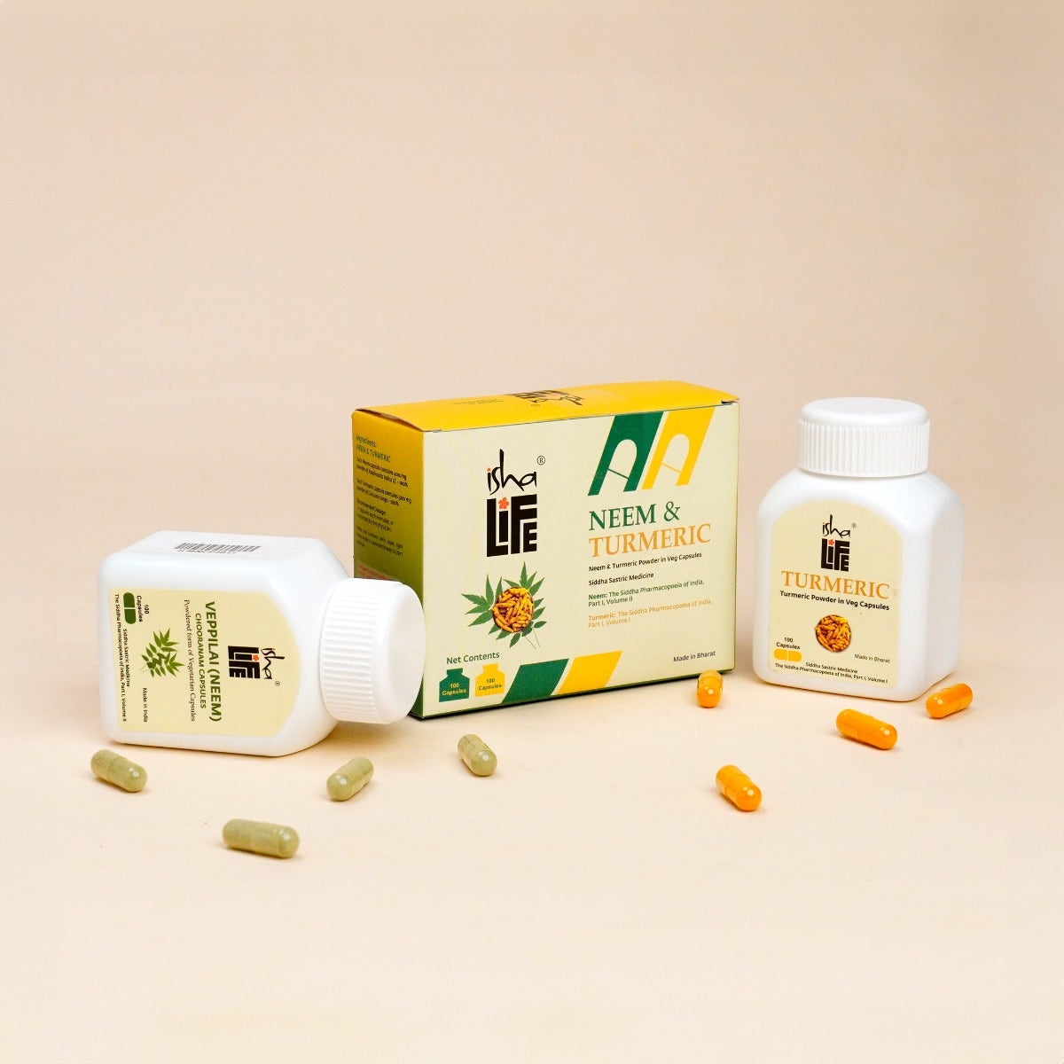 💛 Isha 苦楝 印楝 薑黃 膠囊｜Neem Turmeric Capsules・薩古魯推薦・淨化・靈性練習・印度原裝 | 蝦皮購物