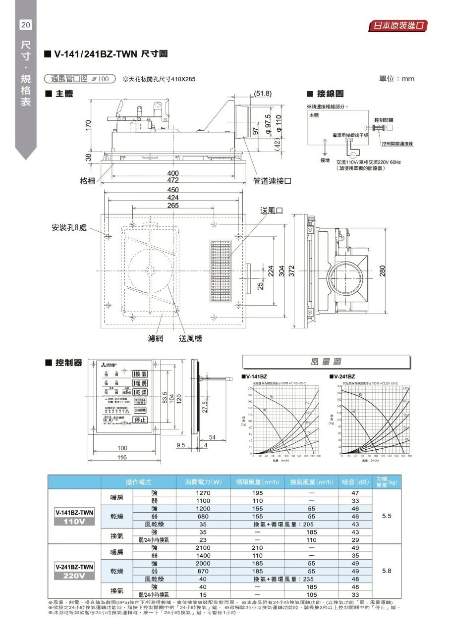 MITSUBISHI三菱電機 V-141BZ-TWN V-241BZ-TWN 日本製造 浴室暖風機 乾燥機 保固三年 | 蝦皮購物