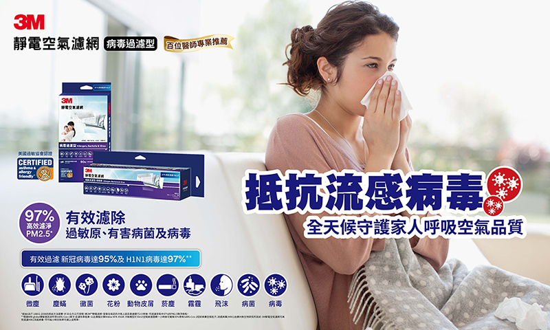 3M 9809-CTC 靜電空氣濾網4片裝-病毒過濾型 | 蝦皮購物