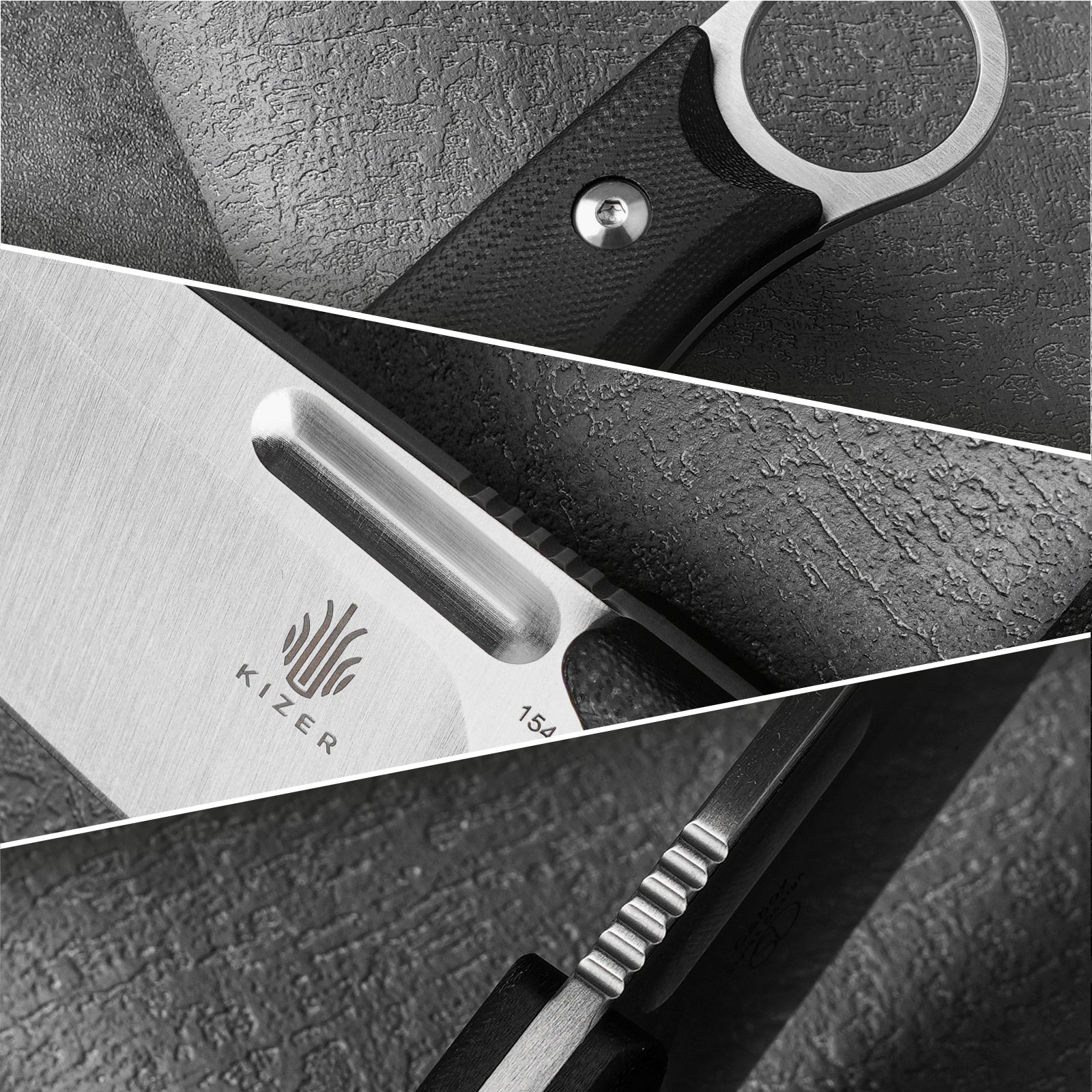 【Kizer】 Cabox 黑G10柄 銀刃 154CM鋼 直刀 #1048C1 | 蝦皮購物
